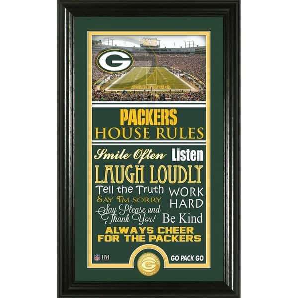 Green Bay Packers House Rules Supreme Bronze Coin Photo Mint - Bed Bath ...