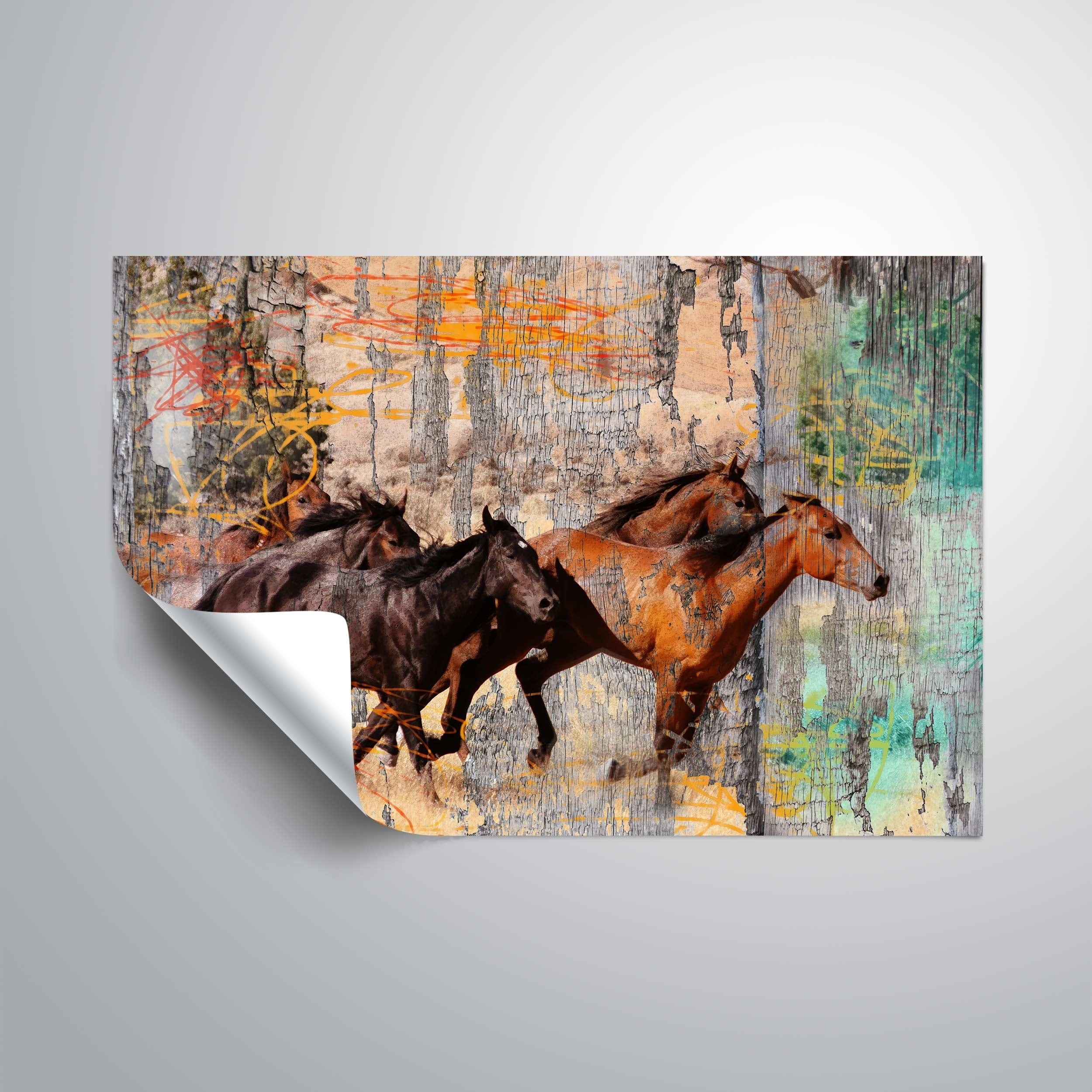 ArtWall's Horses Charcoal Removable Wall Art Mural - Bed Bath & Beyond ...
