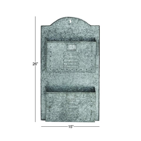 Galvanized Metal Two Tier Wall Pocket Organizer, Gray - On Sale - Bed ...