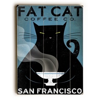 Cat Coffee - 9x12 Solid Wood Wall Decor by Ryan Fowler - 9 x 12 - Bed ...
