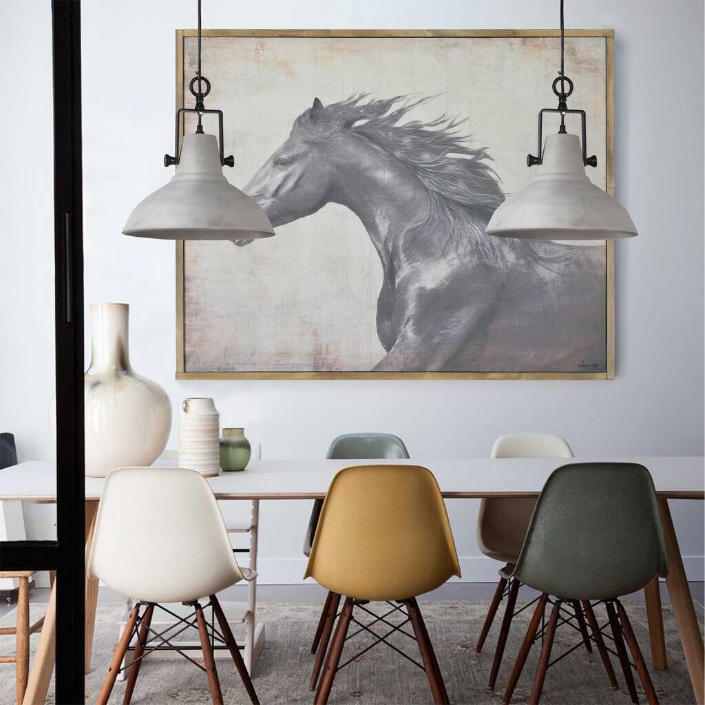 Strick & Bolton Benedict Concrete/ Black Iron Ceiling Fixture ...