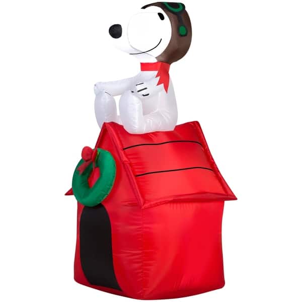 Gemmy Christmas Airblown Inflatable Snoopy on House Peanuts, 3.5 ft ...