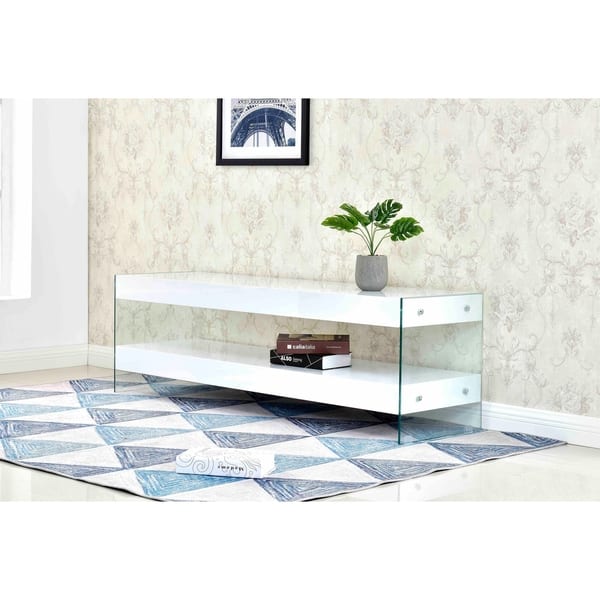 Best Master Furniture Glossy White 2-shelf TV Stand - Bed Bath & Beyond ...