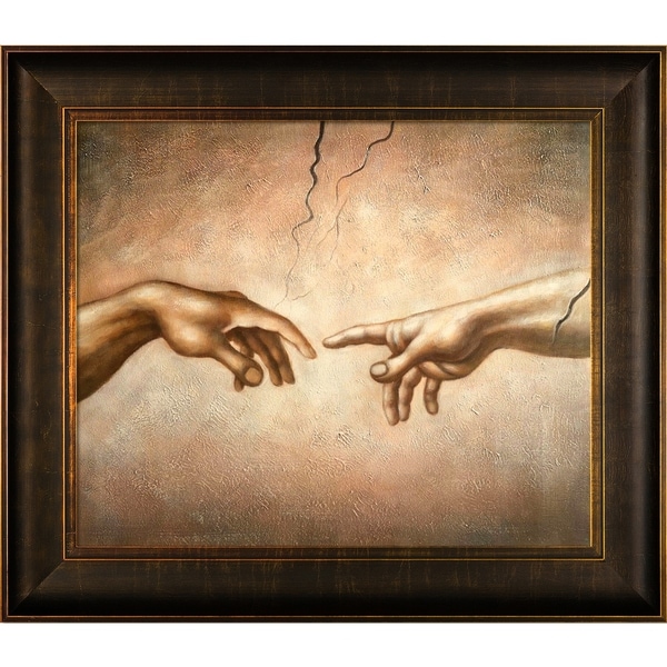 Michelangelo 'Creation of Adam (Detail)' Framed Canvas Art - On Sale ...