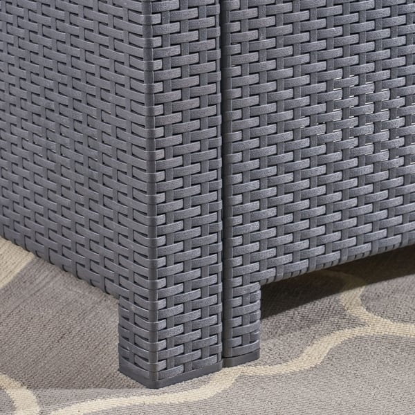 Rensing Outdoor 7-Seater Wicker Print Chat Set with Fire Pit and Tank Holder by Christopher ...