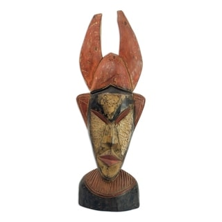 Handmade Leader Ewe Wood Mask (Ghana) - Bed Bath & Beyond - 22854770
