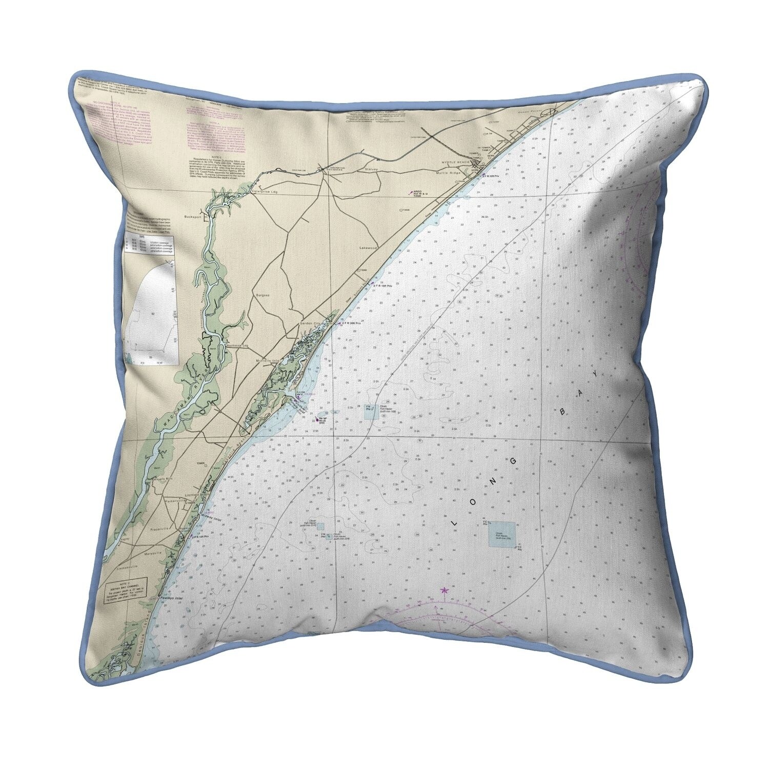 Long Island Sound, NY Nautical Map Pillow 16x20 - Bed Bath & Beyond ...