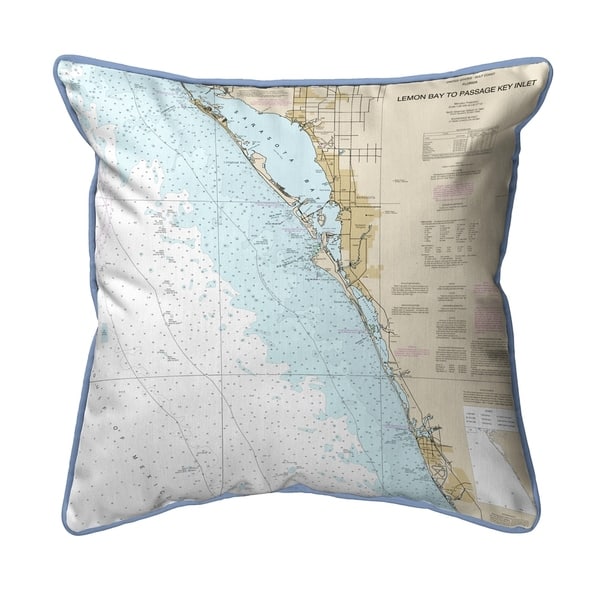 Venice - Lemon Bay to Passage Key Inlet, FL Nautical Map Small Pillow ...