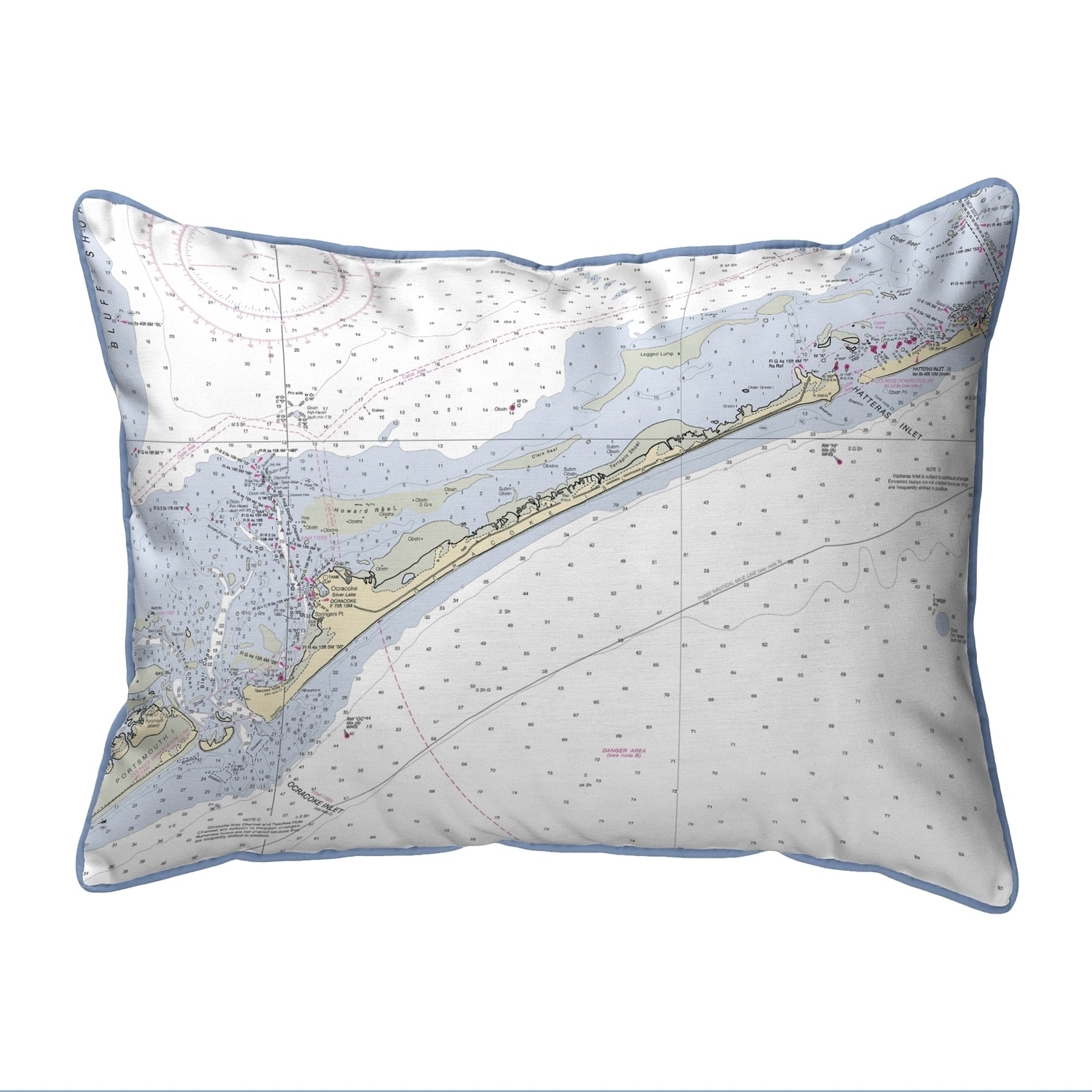 Cape Hatteras, NC Nautical Map Small Pillow 11x14 - Bed Bath & Beyond ...