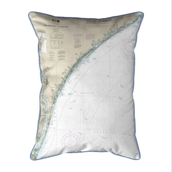 New River Inlet to Cape Fear - Topsail, NC Nautical Map Small Pillow ...