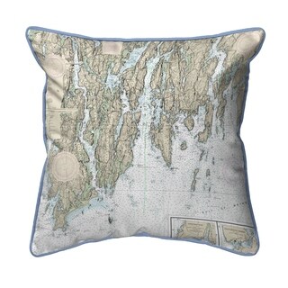 BoothBay, ME Nautical Map Extra Large Zippered Pillow - Bed Bath ...