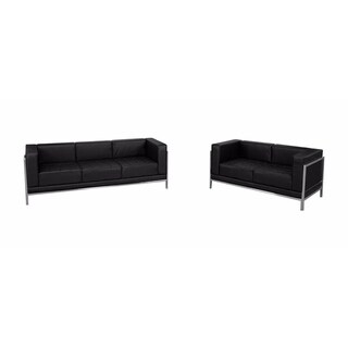 Offex Hercules Imagination Series Black Leather Sofa and Loveseat Set ...