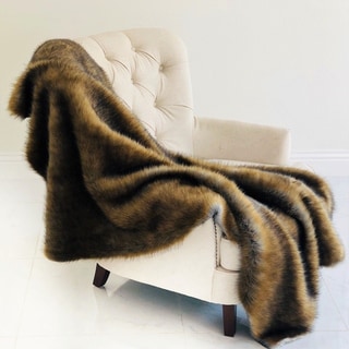 Plutus Brown and Grey Wild Grizzly Bear Faux Fur Luxury Blanket - Bed ...