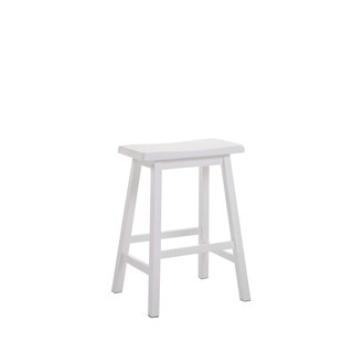 Wooden Counter Height Stools With Saddle Seat, White, Set Of 2 - Bed ...