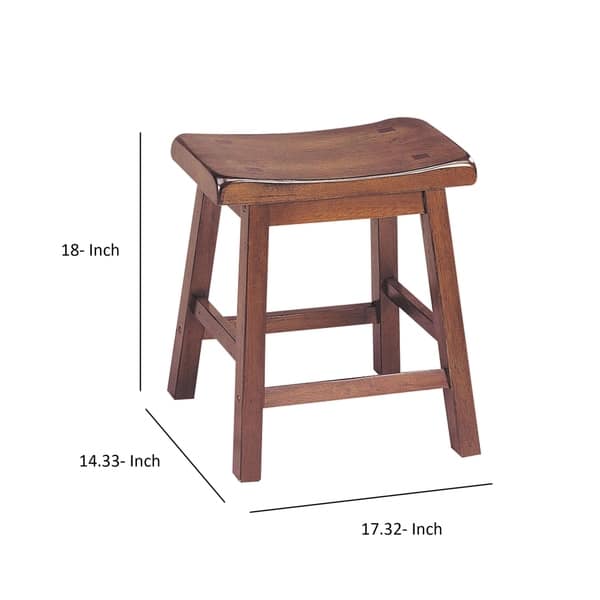 Wooden Stools With Saddle Seat, Walnut Brown, Set of 2 - Bed Bath ...