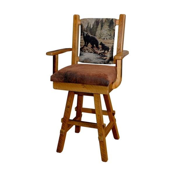 Set of 2 Rustic Swivel Bar Stools in Reclaimed Barnwood with ...