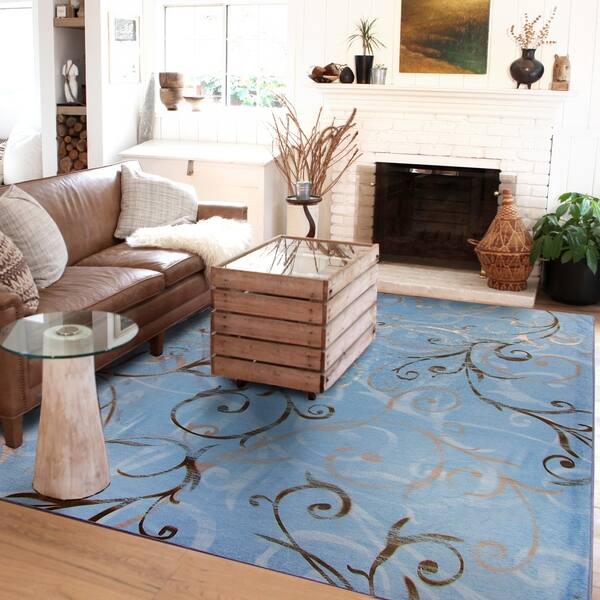 Ruggable Washable Stain Resistant Pet Area Rug Ironwork Swirls Slate ...