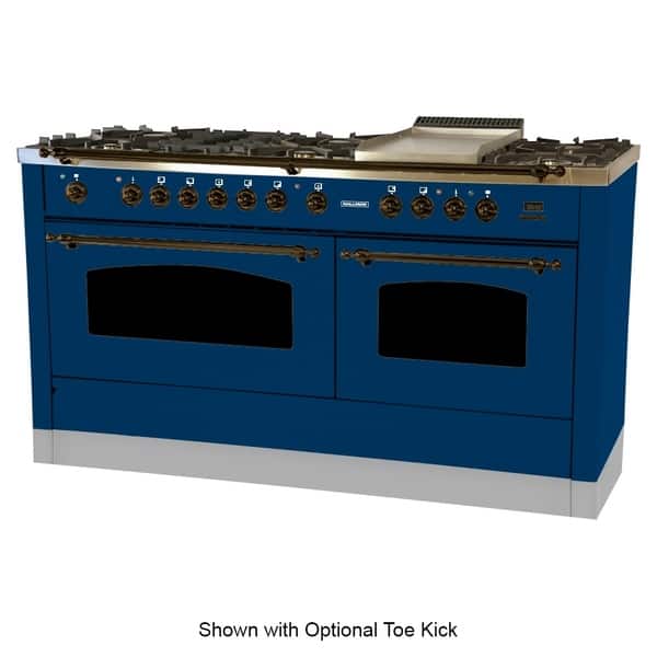 HALLMAN 60" Dual Fuel Italian Range, LP Gas, Bronze Trim in Blue - Bed ...