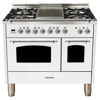 HALLMAN 40"Dual Fuel Italian Range, LP Gas, Chrome Trim in White - Bed ...