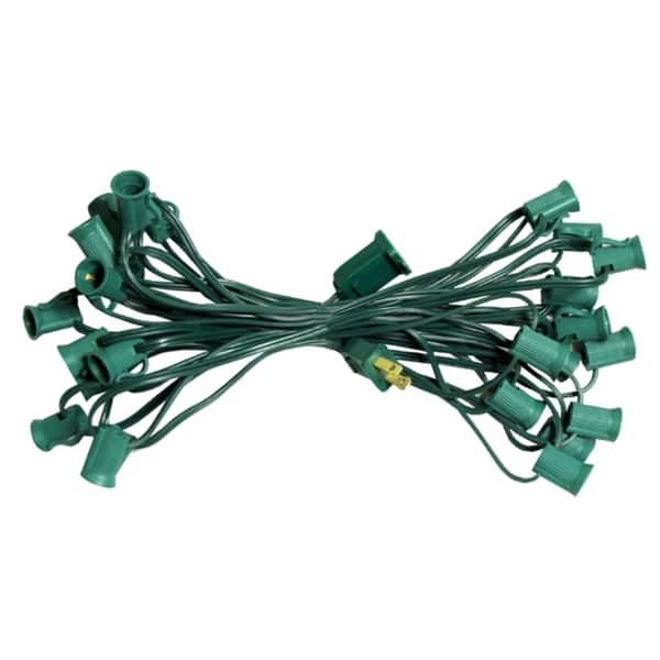 25' Green C7 Christmas Light Socket Set with 18 Gauge Green Wire - Bed ...