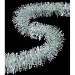 12' Soft & Silky Silver With Iridescent Spiral Christmas Tinsel Garland ...