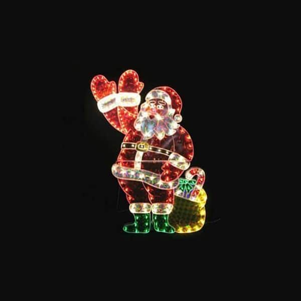 48" Holographic Lighted Waving Santa Claus Christmas Yard Art ...