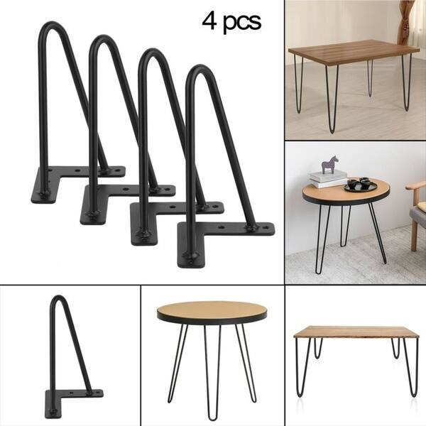16" 4PCS/Set Iron Hairpin Legs Desk Dining Table Support Brackets - Bed ...