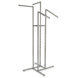 Econoco Heavy Duty Chrome 4 Way Clothing Garment Rack with Adjustable ...