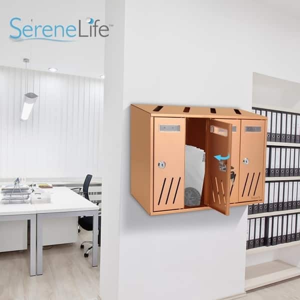 SereneLife Multi-Compartment Wall Mount Locking Mailbox, Includes Keys ...