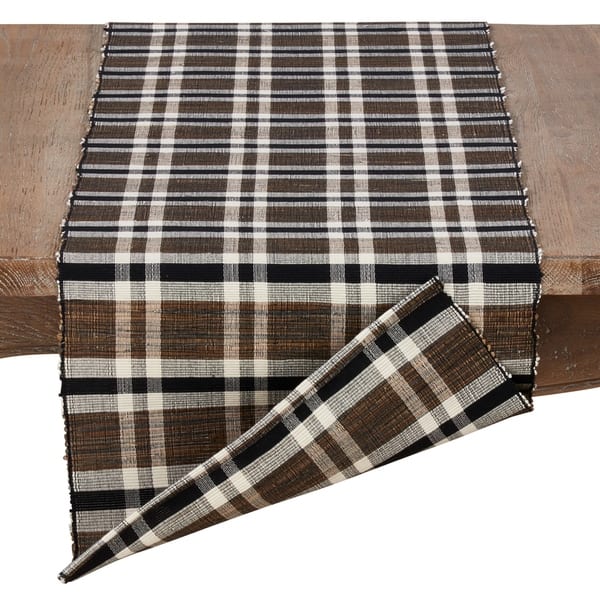 Table Runner With Plaid Woven Water Hyacinth Design - 16" x 72" - On ...