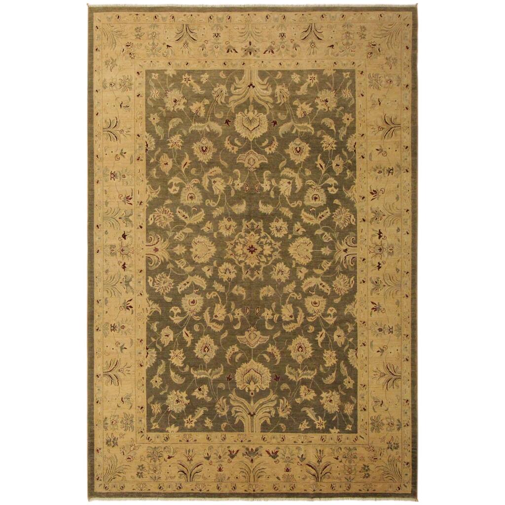Kafkaz Peshawar Delsie Gray/Tan Wool Rug (9'9 x 13'10) - 9 ft. 9 in. x ...