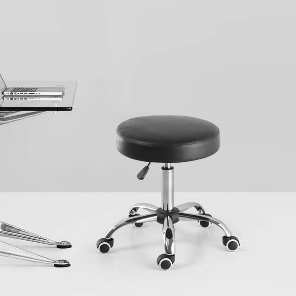 Round Faux Leather Rolling Office Stool - Bed Bath & Beyond - 22974064