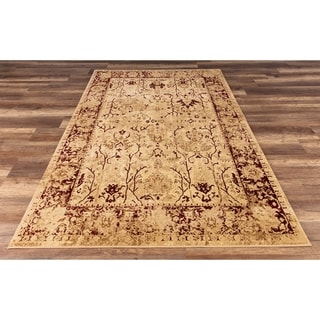 GAD Enduring Collection Victorian Red Cream Transitional Area Rug - Bed ...