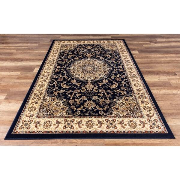 GAD Classic Collection Nain Navy Traditional Area Rug - Bed Bath ...