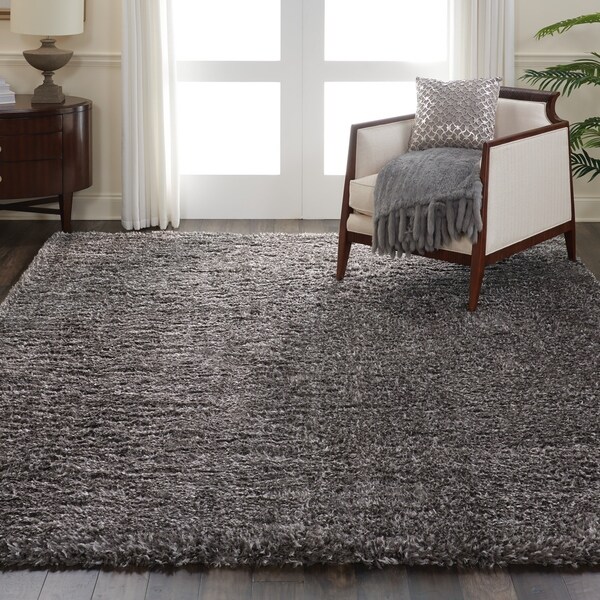 Shop Nourison Ultra Plush Shag Charcoal Area Rug - 9' x 12' - On Sale ...