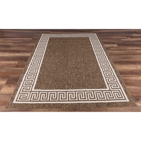 GAD Greek Key High Quality Indoor Outdoor Area Rug Brown - Bed Bath ...