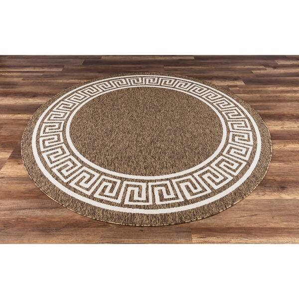 GAD Greek Key High Quality Indoor Outdoor Area Rug Brown - Bed Bath ...