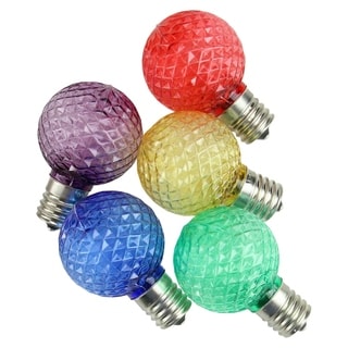 Pack of 25 Faceted LED G40 Multi-Color Christmas Replacement Bulbs - 9 ...