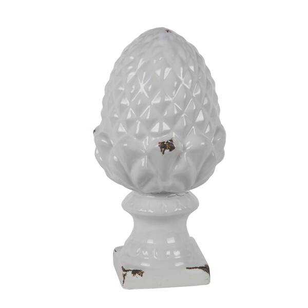 Large White Distressed Ceramic Finial - Bed Bath & Beyond - 22988563