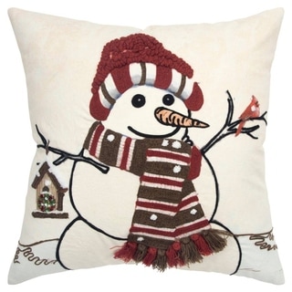 Rizzy Home Snowman Ivory/Red Decorative Poly Filled Pillow - 20"x20 ...