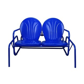41" Electric Blue Retro Metal Tulip Outdoor Double Glider - Bed Bath ...