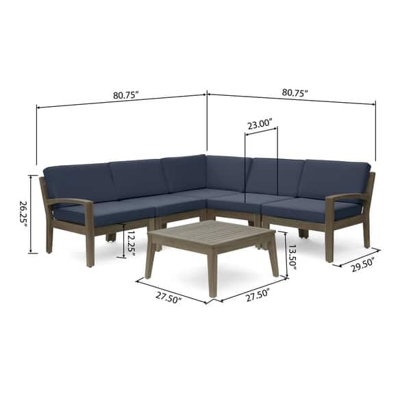 Grenada Outdoor Acacia Wood 6-piece Sectional Sofa Set by Christopher ...
