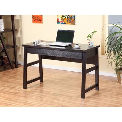 Wooden Desk With Two Drawers, Red Cocoa Brown - Overstock - 23039146