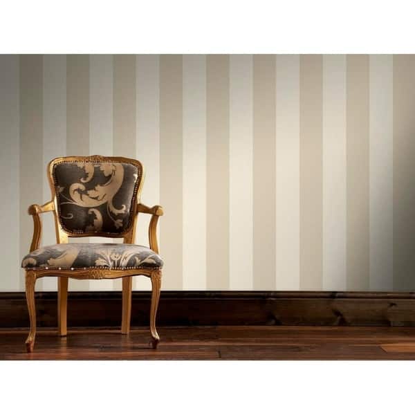 Water Silk Stripe Ivory/ Taupe Wallpaper - Bed Bath & Beyond - 23040591