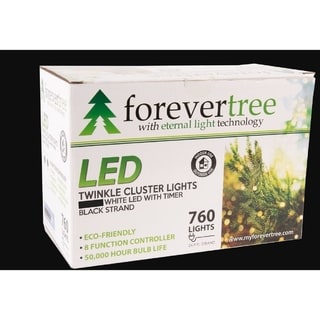 Forever Tree 760 LED Twinkle Cluster White Lights w Black Wire - Bed ...
