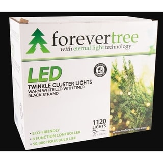Forever Tree 1120 LED Twinkle Cluster White Lights w Black Wire - Bed ...