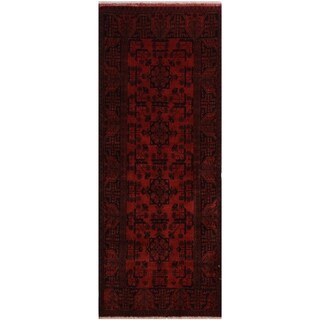 Khal Muhammadi Ashley Drk. Red/Black Wool Rug (2'9 x 6'0) - 2 ft. 9 in ...