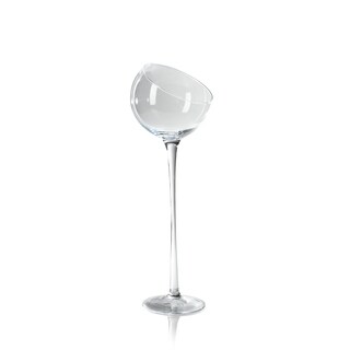 19" Tall Glass Slope Cut Clear Bowl on Stem, Clear - Bed Bath & Beyond ...