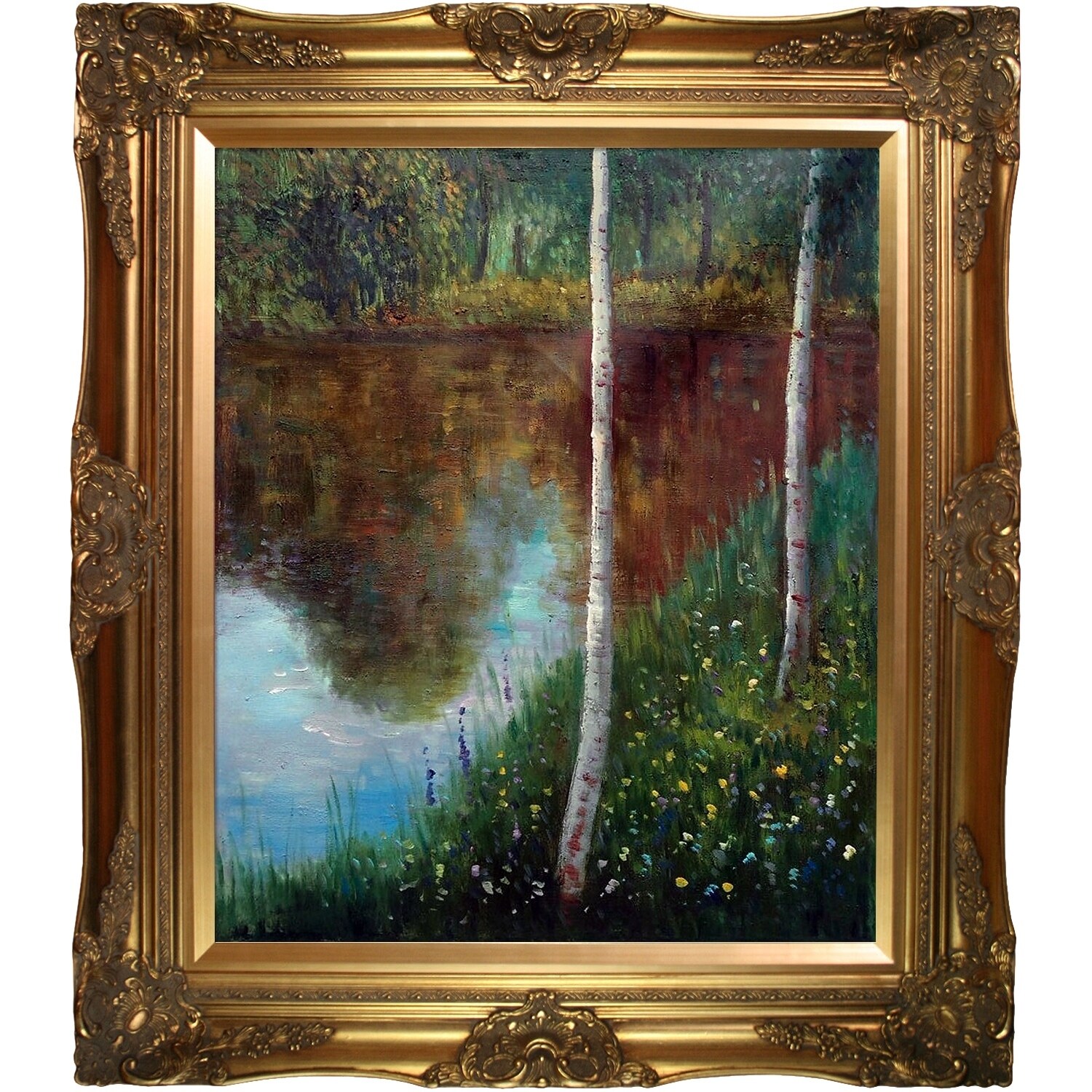 La Pastiche Gustav Klimt 'Signora con Ventaglio Interpretation' Hand Painted Oil Reproduction ...