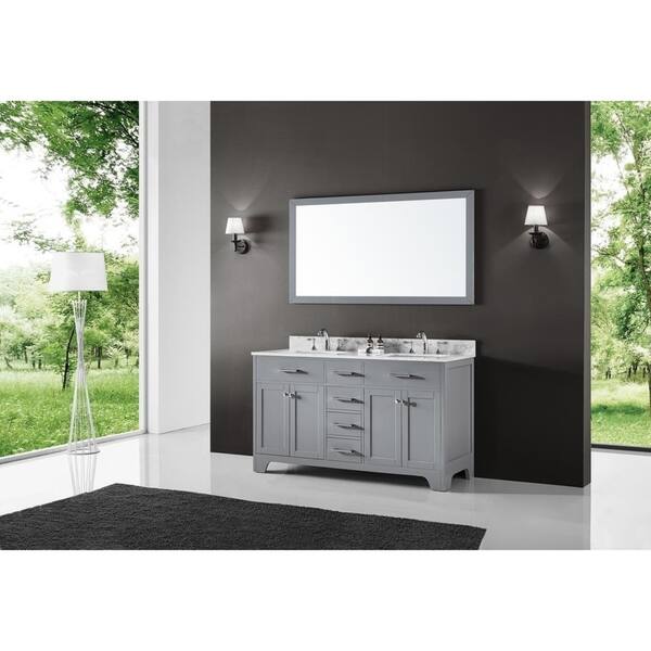 Exclusive Heritage 60" Double Sink Bathroom Vanity in Taupe Grey with ...